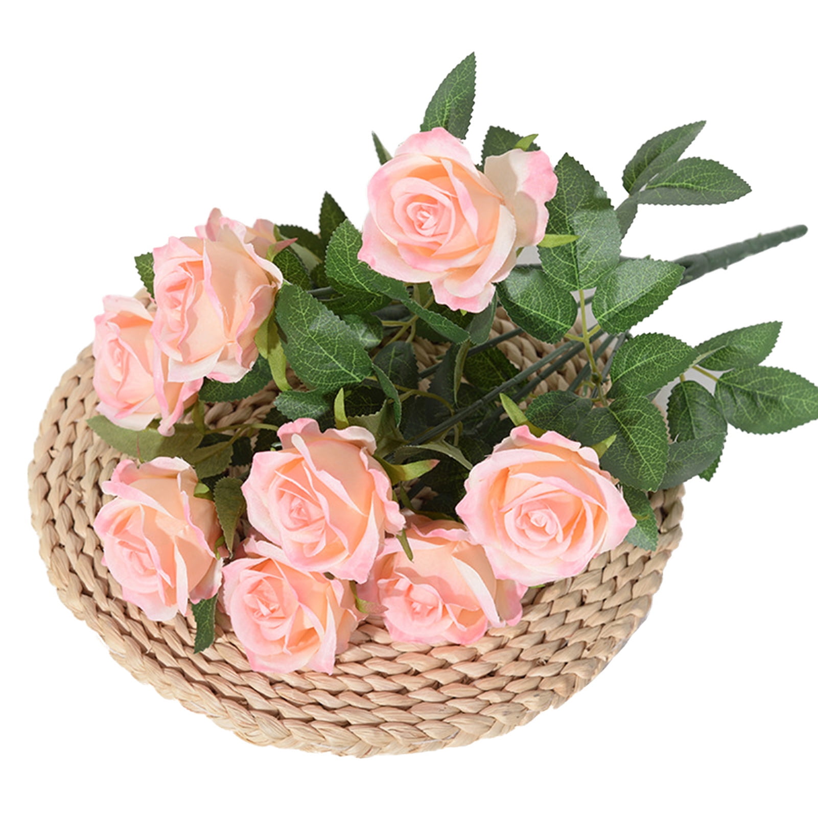 Artificial Flowers Realistic Silk Roses Bouquet Long Stem for Wedding ...