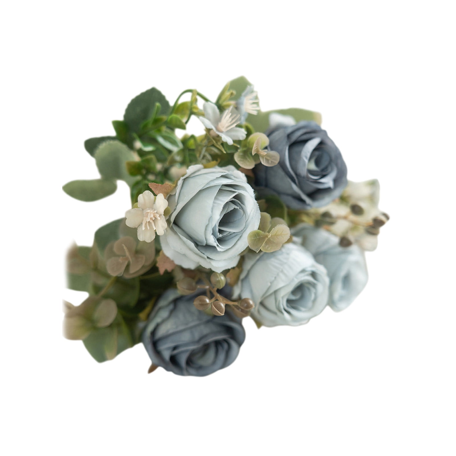 Artificial Flowers Rose Bouquet, 12.5" Flower Vintage Field Auspicious ...