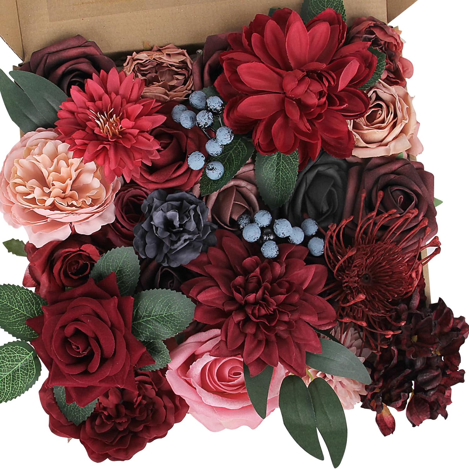 Artificial Flowers Roses Bulk Mix Silk Peony Hydrangea Fake Flowers for ...