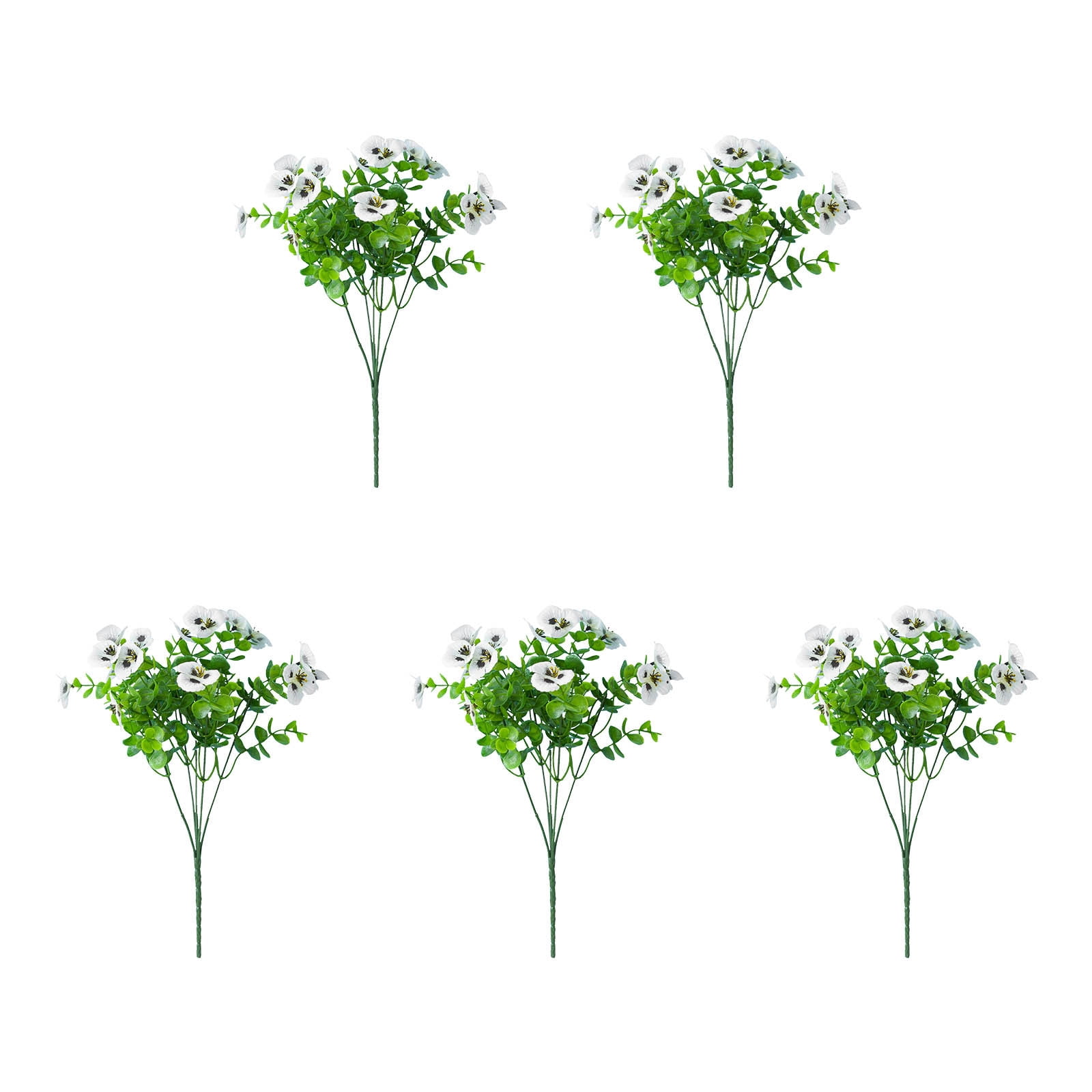 Artificial Flowers Set 5PC Assorted Eucalyptu Leaves & Pansies ...