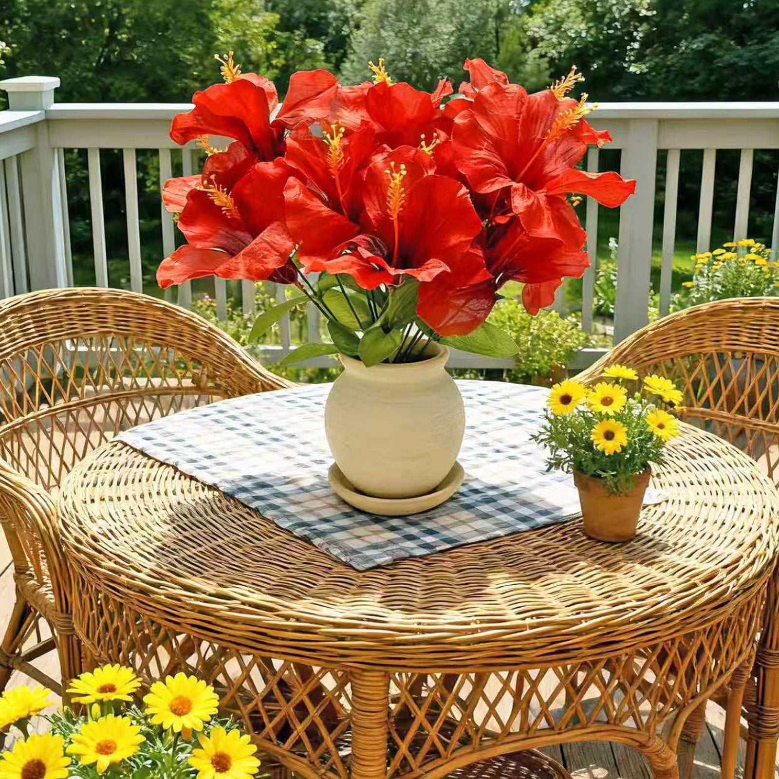 Artificial Flowers Silk Fake Flower Bouquet 5 Heads Realistic Faux ...