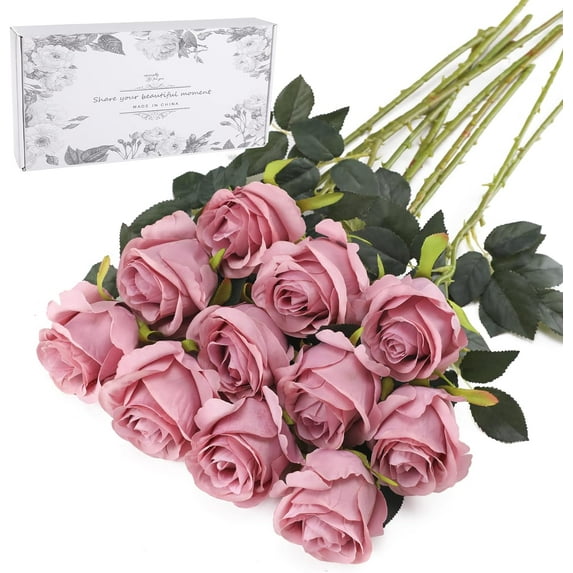Artificial Flowers Silk Roses with Long Stems Faux Realistic Roses for ...