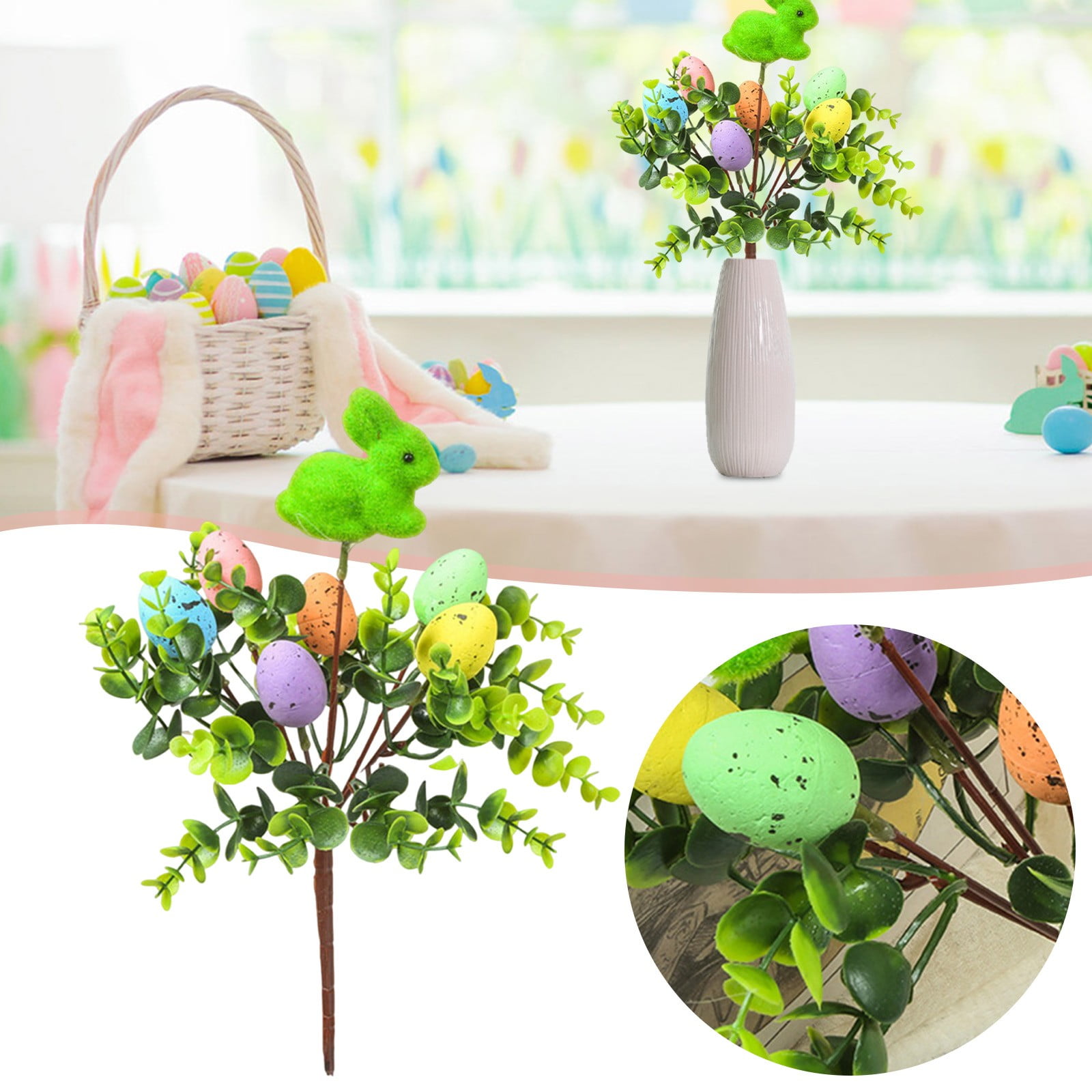 Artificial Flowers, Tyeign Easter Egg Branch Artificial Easter Stem ...