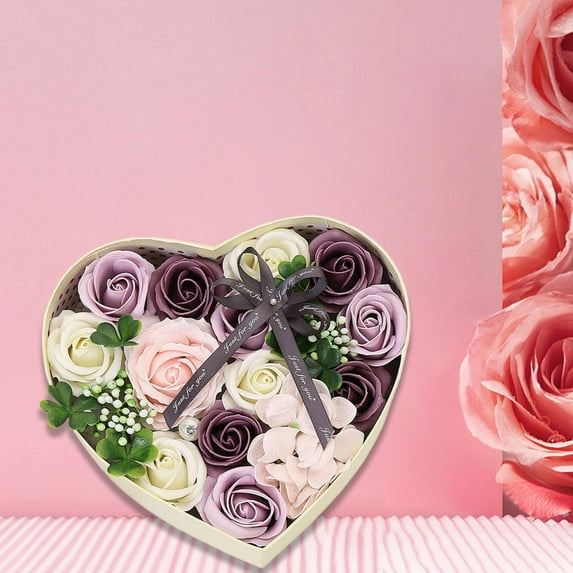 Artificial Flowers,Valentine's Day Gift Soap Flower Heart Shaped Gift ...