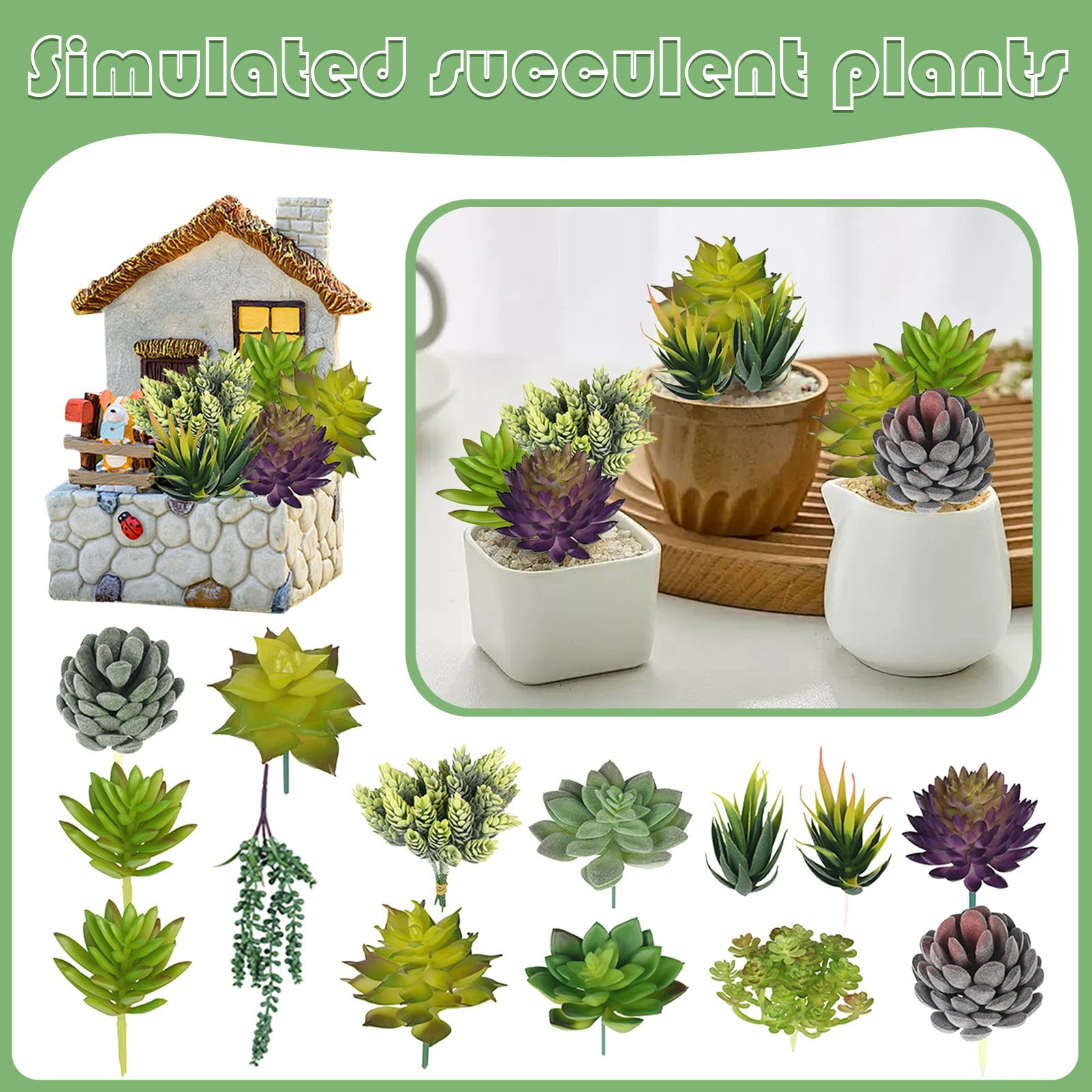 Artificial Flowers in Vase Stiwee Succulent 16 Succulents Artificial Succulents Potless Small ...