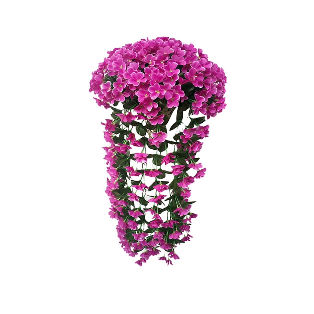 Artificial Flowers Violet Wall Hanging with Leaves for Home Porch ...