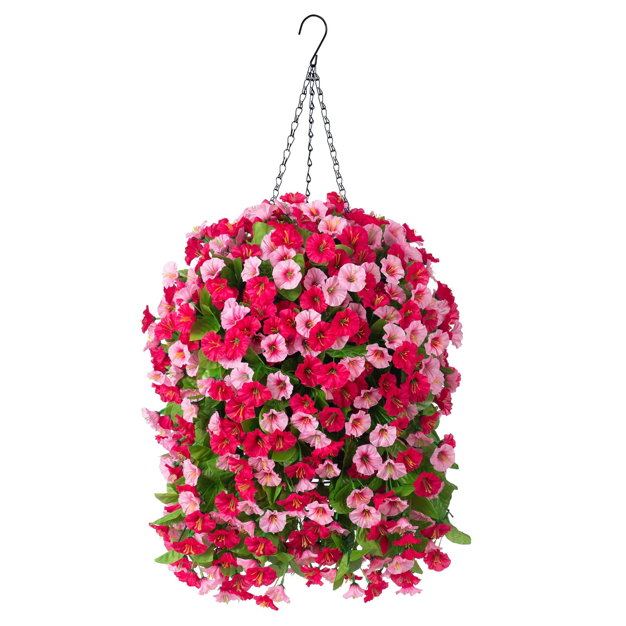 Artificial Flowers With Hanging Basket Hot Pink Silk Morning Glory ...
