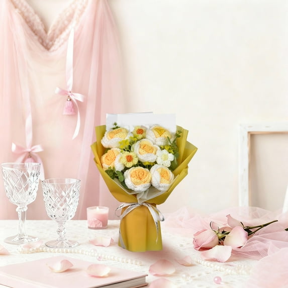 Artificial Flowers,Woven Rose Bouquets Are Carefully Crocheted By To ...