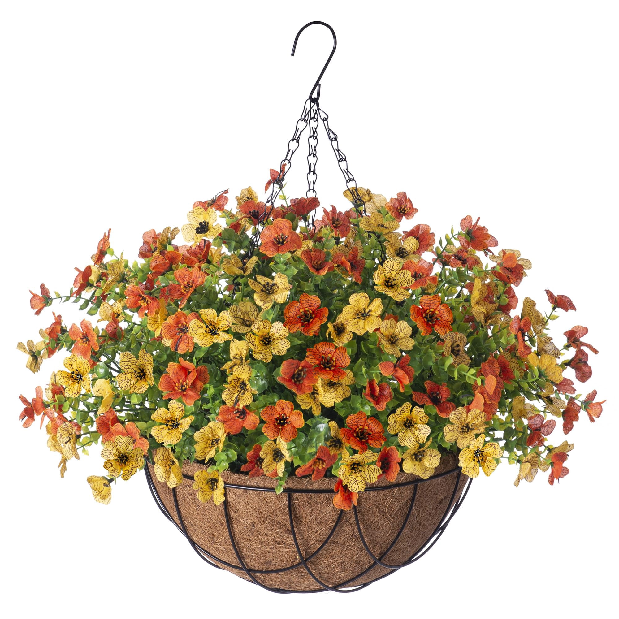 Artificial Flowers Yellow Orange with Hanging Baskets for Outdoor ...