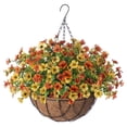 Artificial Flowers Yellow Orange with Hanging Baskets for Outdoor ...