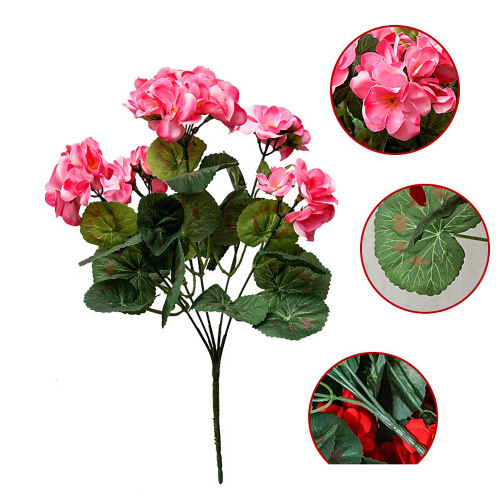 Artificial Flowers for Decoration, 4 Pack Red Geranium Silk Flowers, UV ...