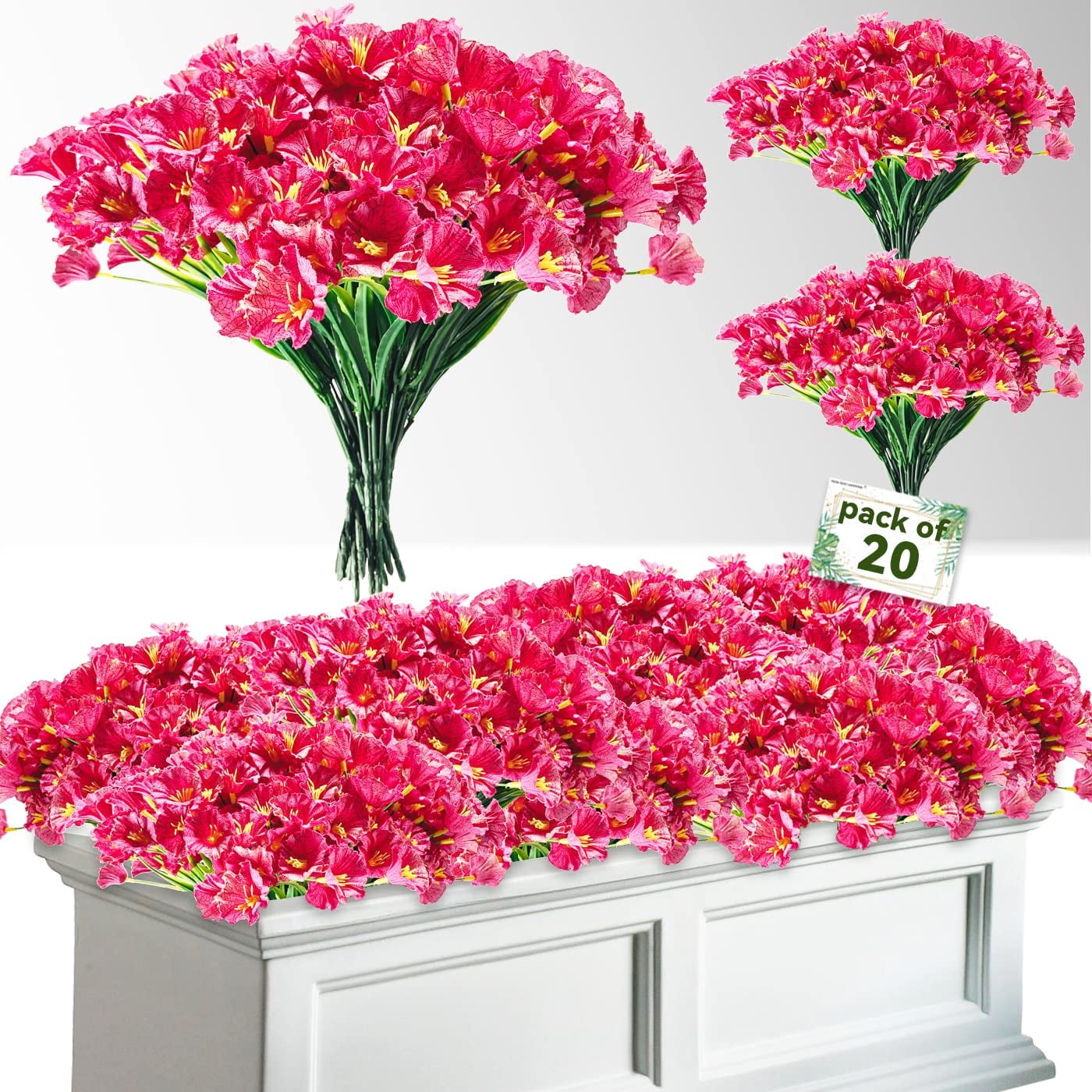 Artificial Flowers for Outdoors,16 Bundles Outdoor Fake Flowers UV ...