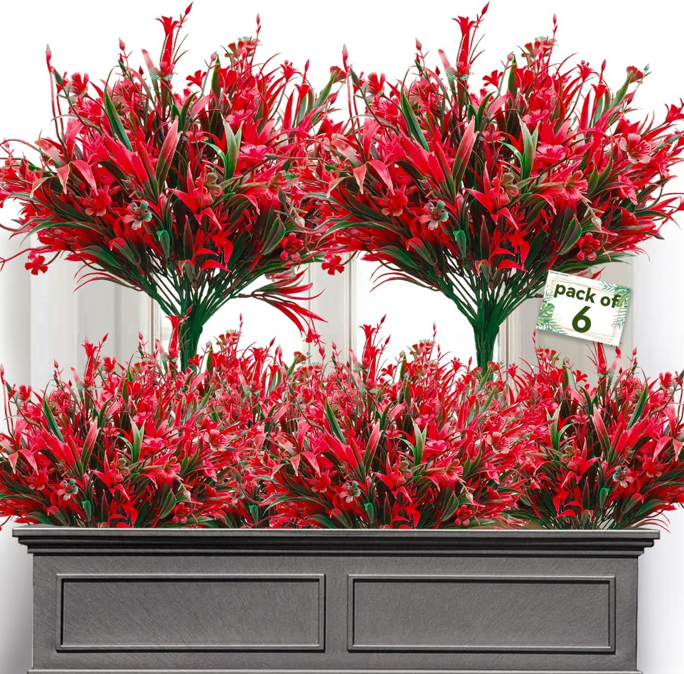 Artificial Flowers for Outdoors,16 Bundles Outdoor Fake Flowers UV ...