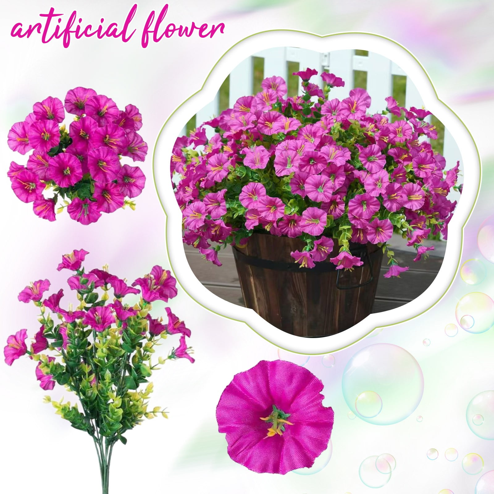 Artificial Flowers for Outdoors - Hyeflora Realistic UV Resistant ...