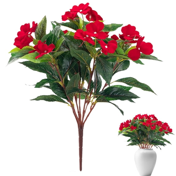 Artificial Flowers for Outdoors, Impatiens Flowers Bouquet Decorations ...