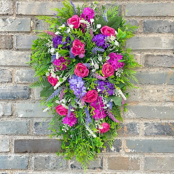Artificial Flowers for Outdoors, Spring Wreath Colorful Spring and ...