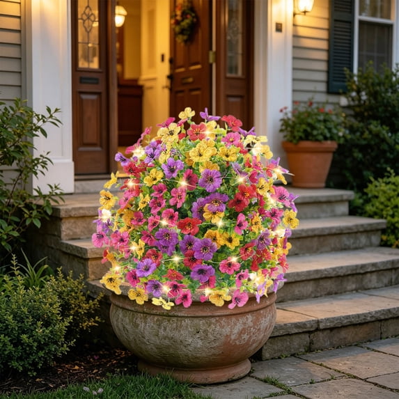 Artificial Flowers with LED Lights, Glowing Eucalyptus Violet Ground ...