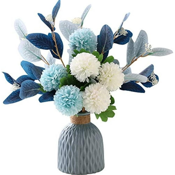 Artificial Flowers with Vase Faux Hydrangea Flower Arrangements Table ...