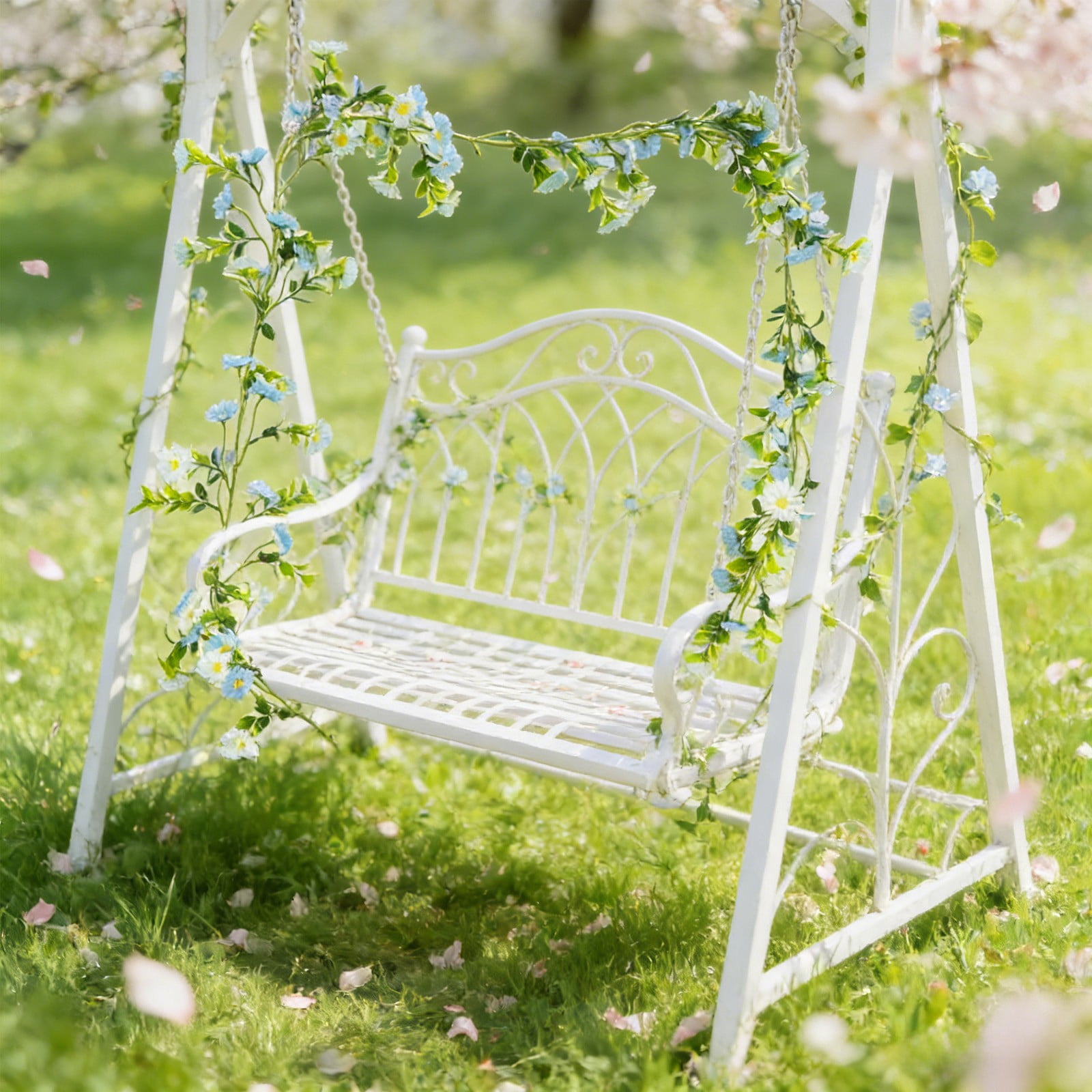 Artificial Flowing Vine with Flowers and Leaves, 82-Inch Plastic Faux ...