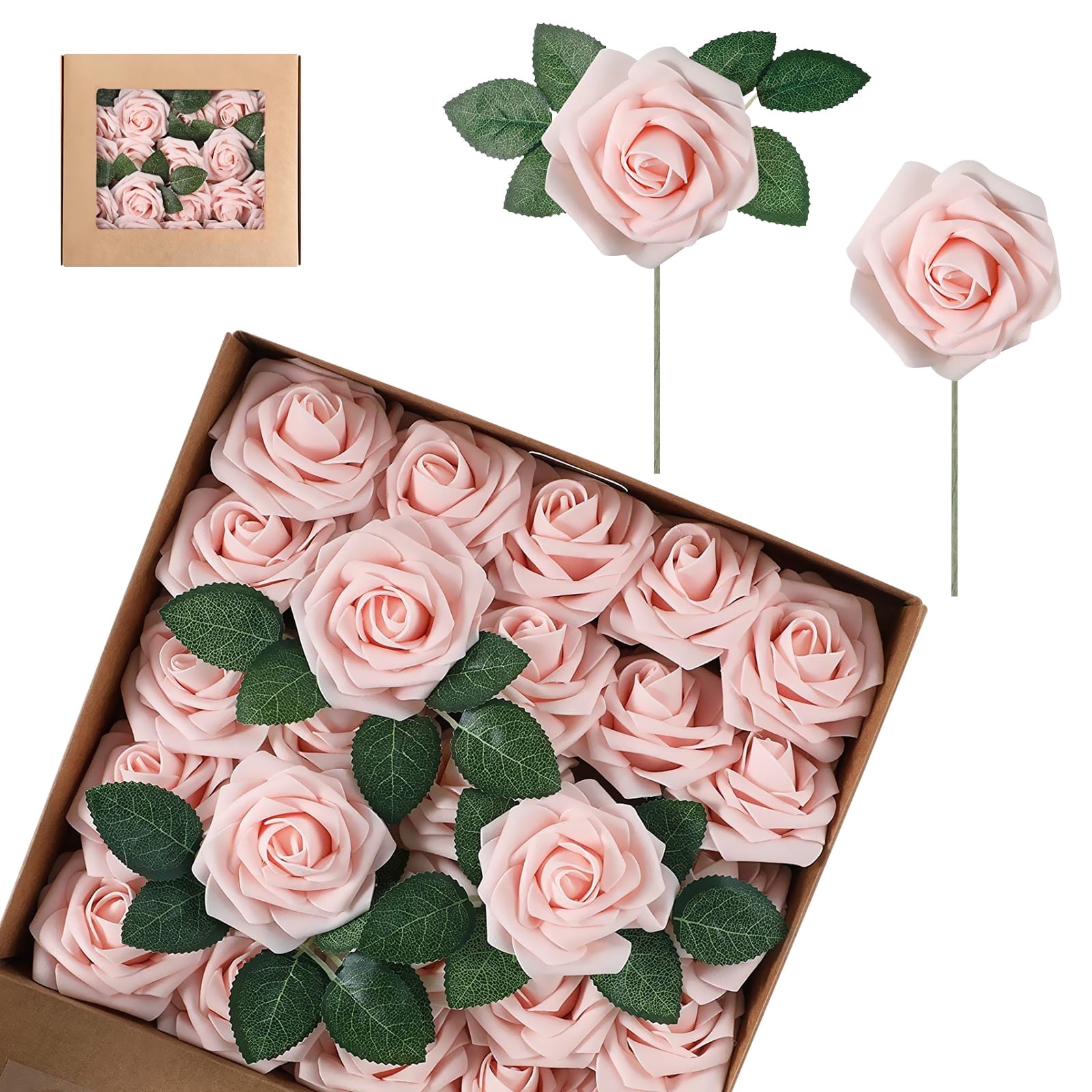 Artificial Foam Rose Flowers, 25 Pcs Fake Roses DIY Bouquets ...