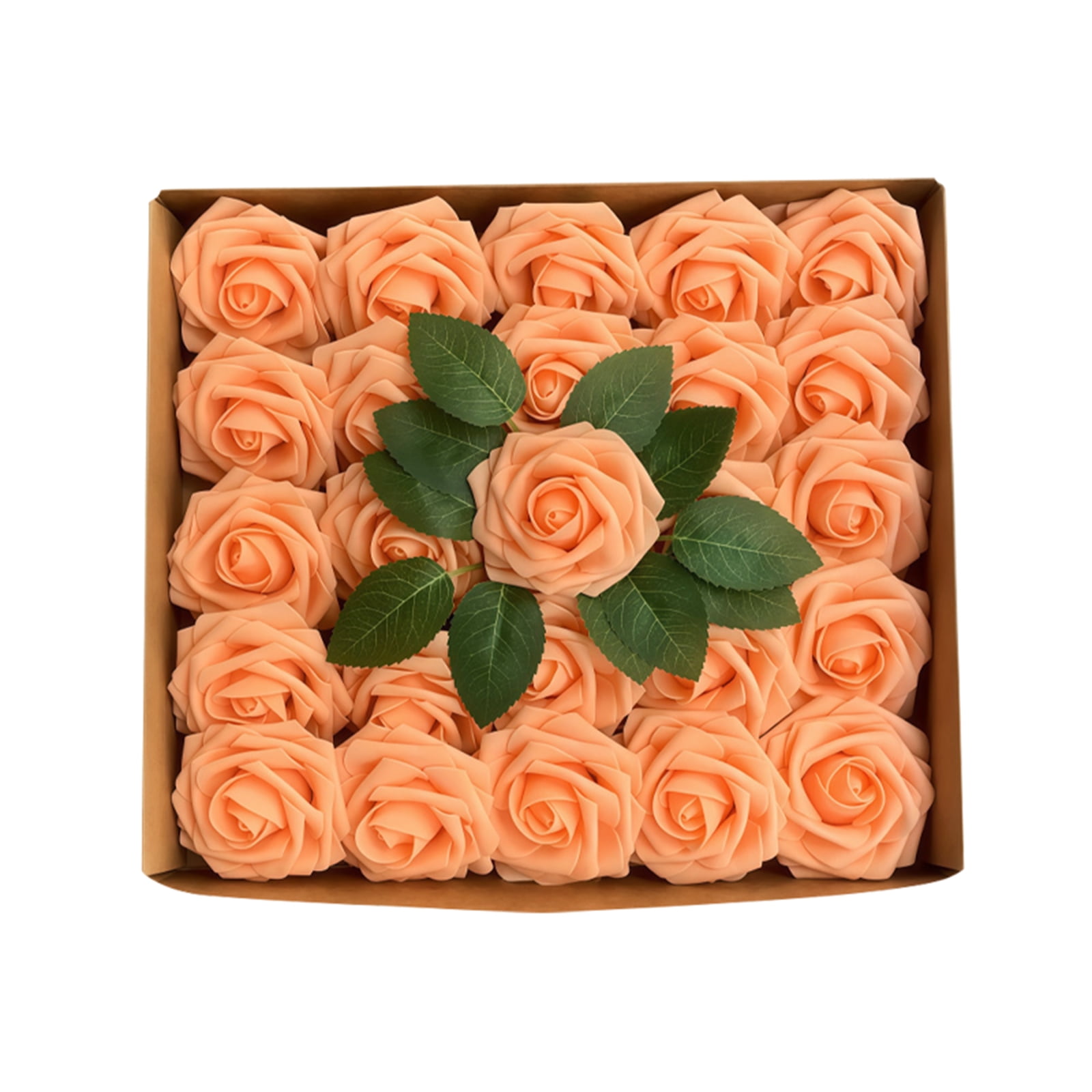 Artificial Foam Rose Heads with Leaves for DIY Crafting Wedding Party ...