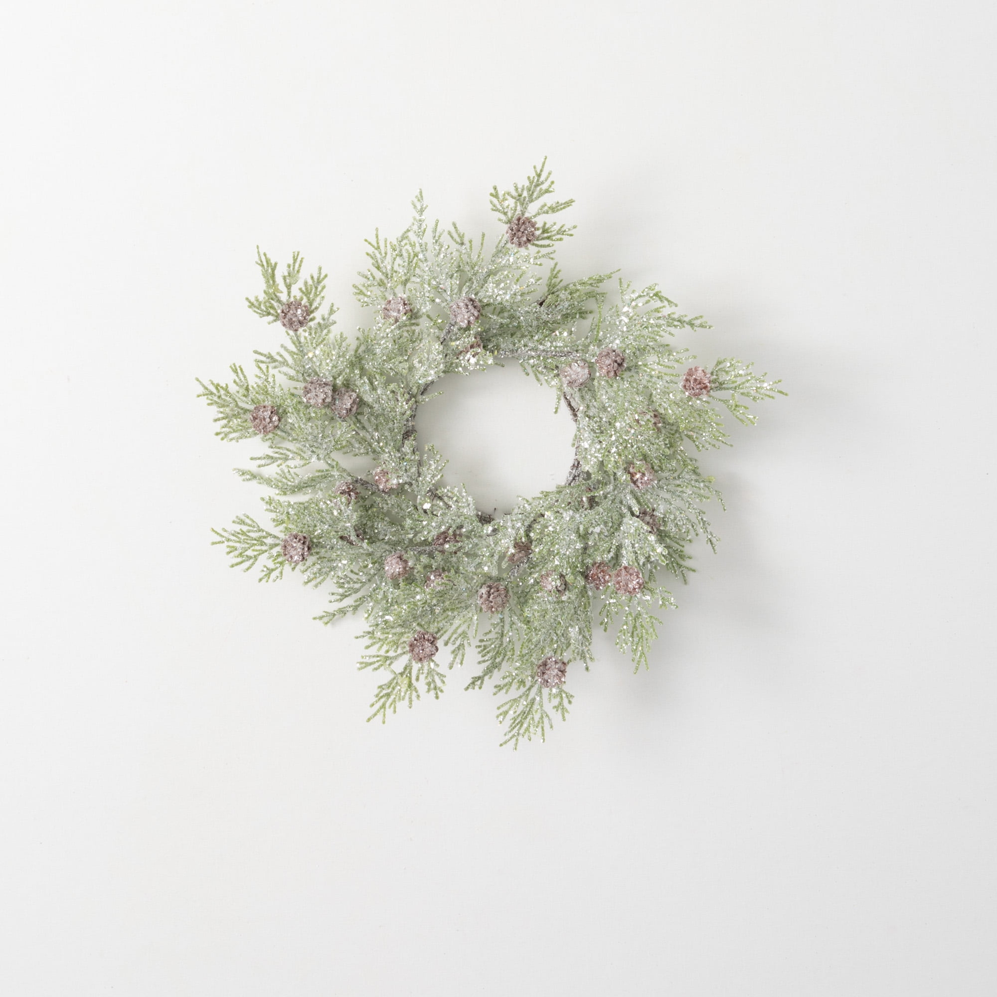 Artificial Frosted Cedar Mini Accent Wreath Multicolor 16"H - Walmart.com