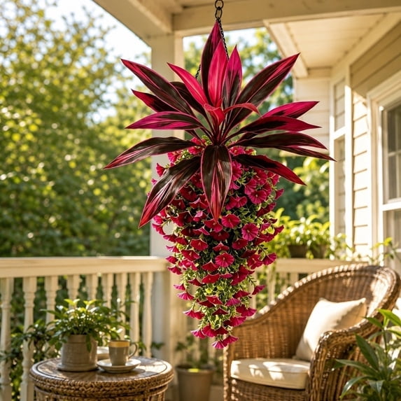 Artificial Fuchsia Hanging Garland 80cm - Plastic Cascading Flowers for ...