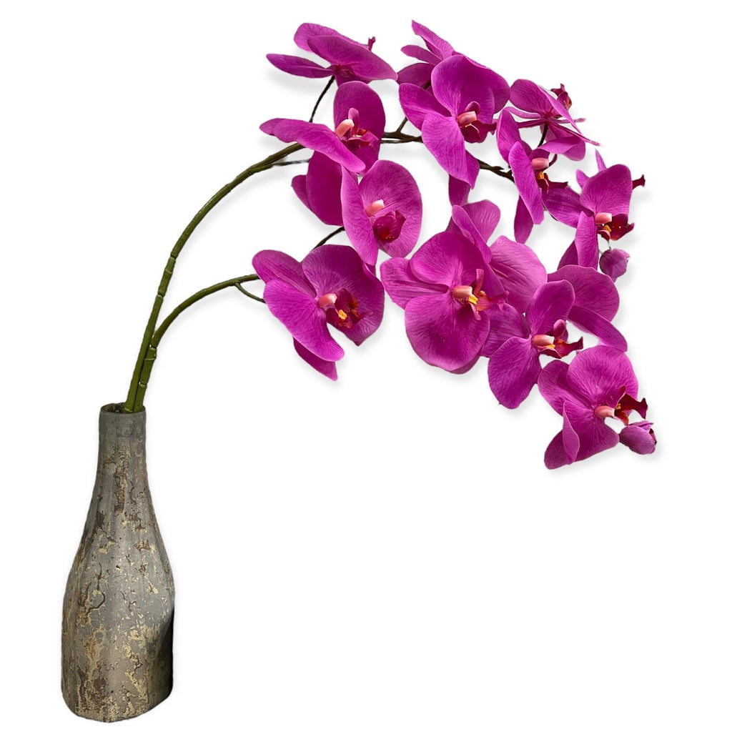 Artificial : Fuchsia Orchid with Hand Painted Glass Vase set of 2 ...