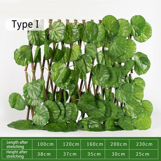 Artificial Garden Fence Retractable Expandable Fake Ivy Privacy Wooden ...