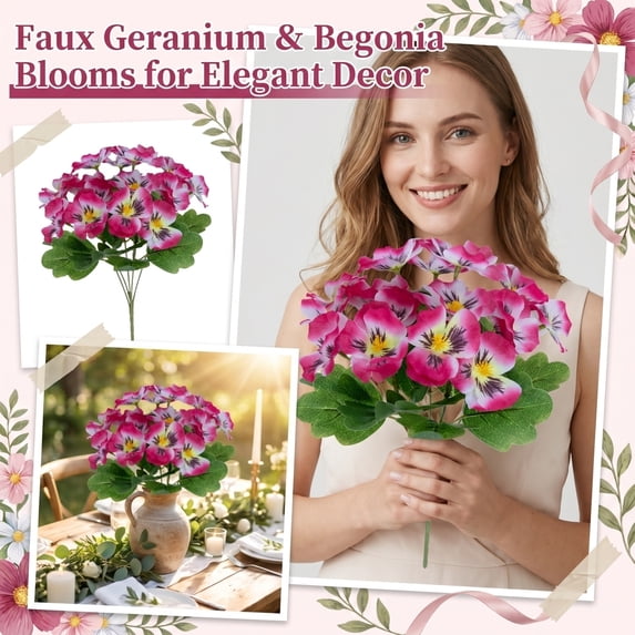 Artificial Geranium Begonia Flower Bouquet Wall Decor for Wedding Home ...