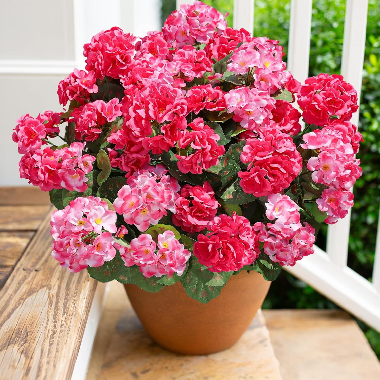 Artificial Geranium Fake Flowers for Outdoors Decoration, 6 Bundles ...