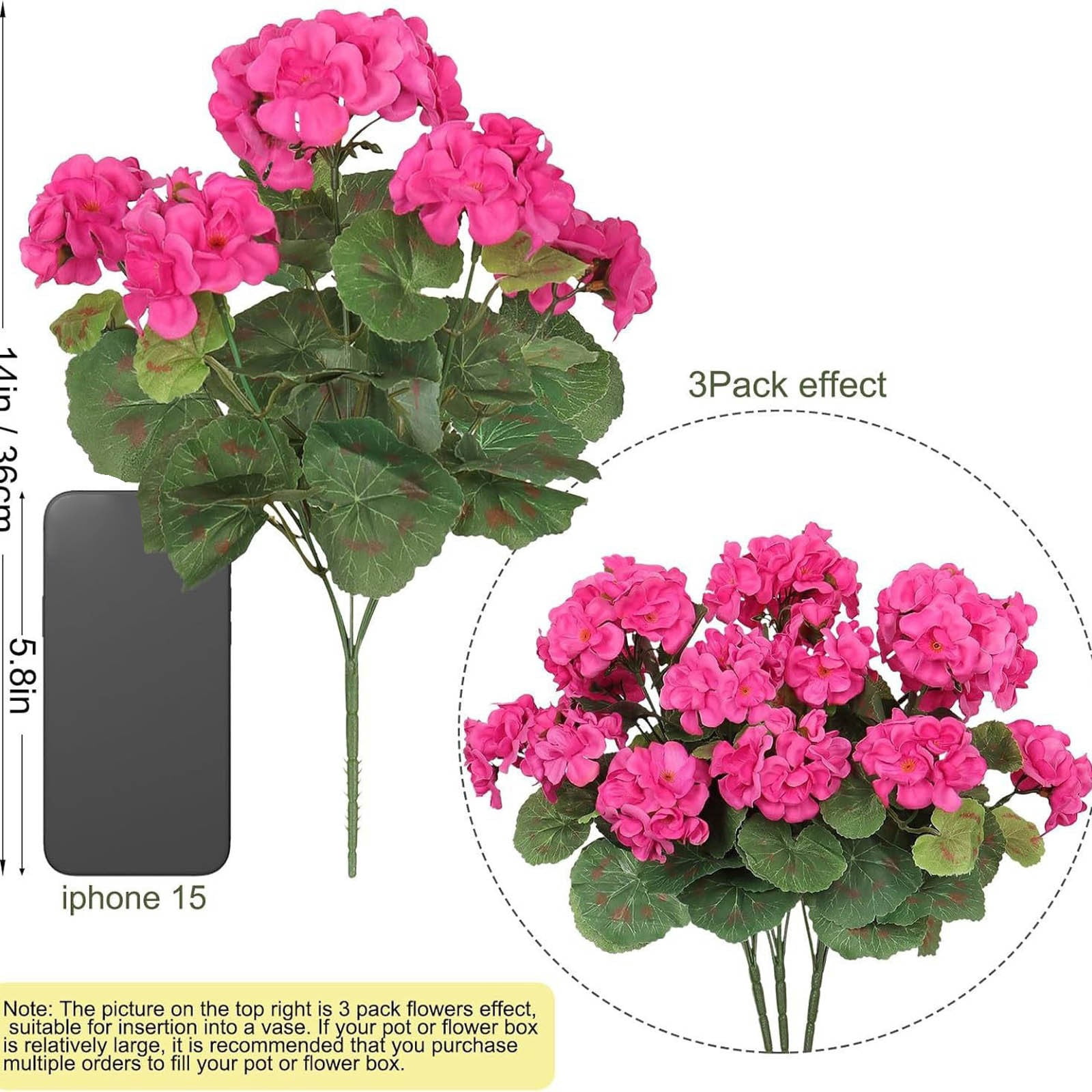 Artificial Geranium Flower Bouquet, Lifelike Crabapple Artificial ...
