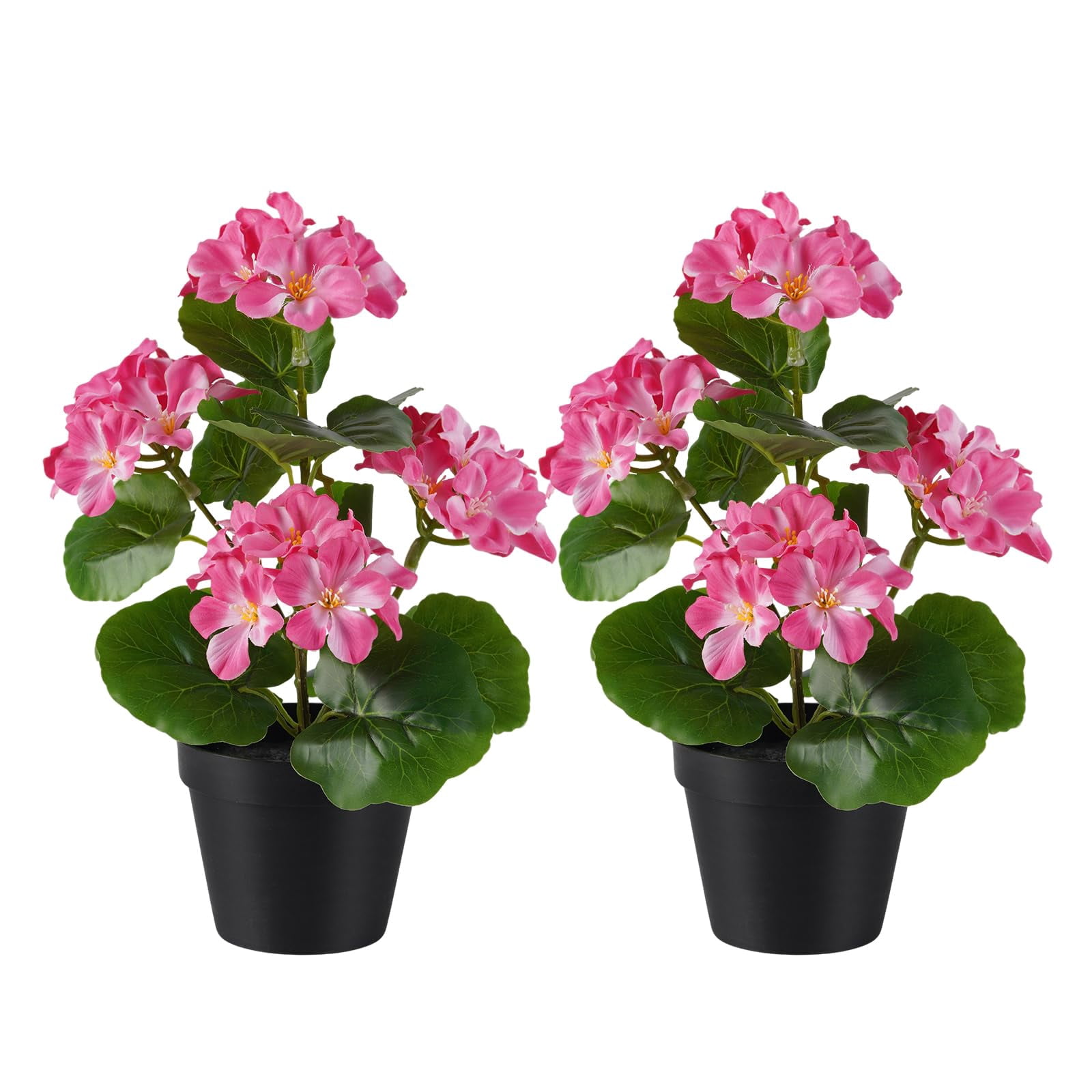 Artificial Geranium Flowers 2 Pack Pink 13 Inch Indoor Outdoor Home ...
