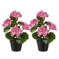Artificial Geranium Flowers 2 Pack Pink 13 Inch Indoor Outdoor Home ...