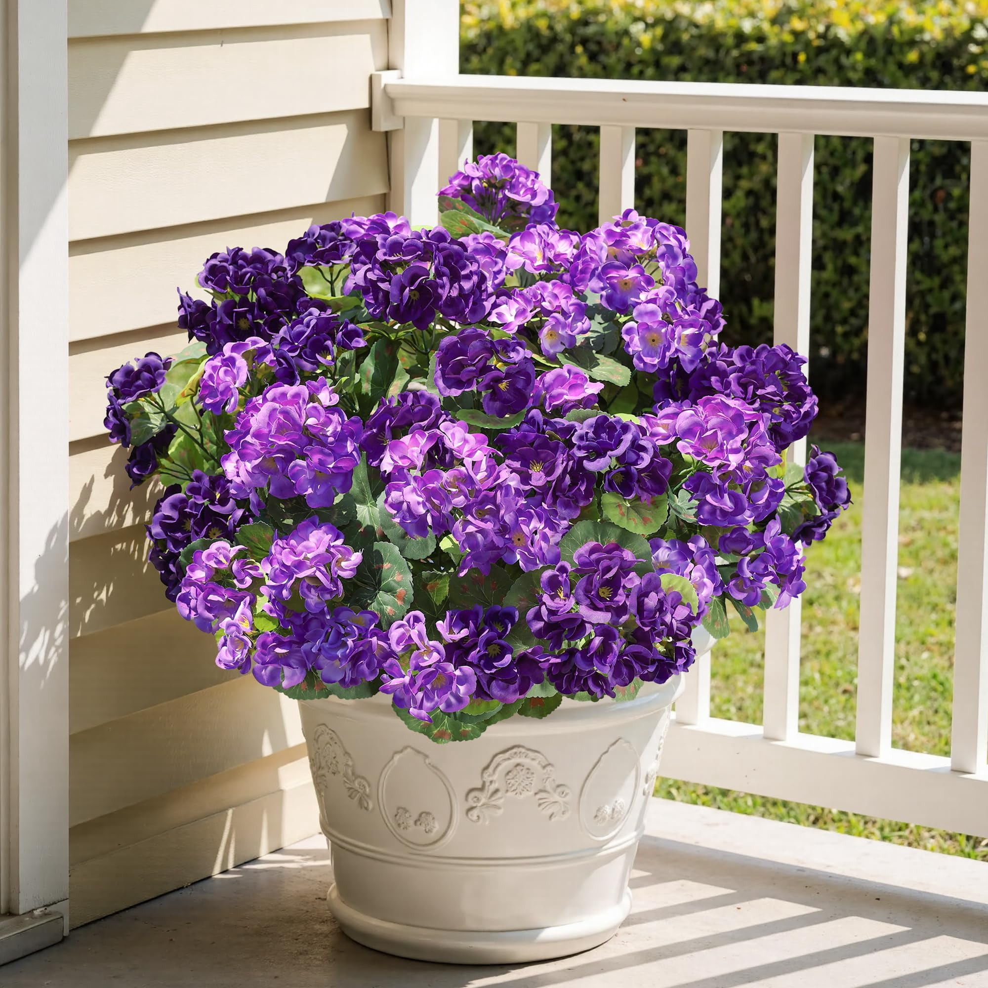 Artificial Geranium Flowers 3 Dark Purple, 3 Purple 6 Pack Outdoor ...