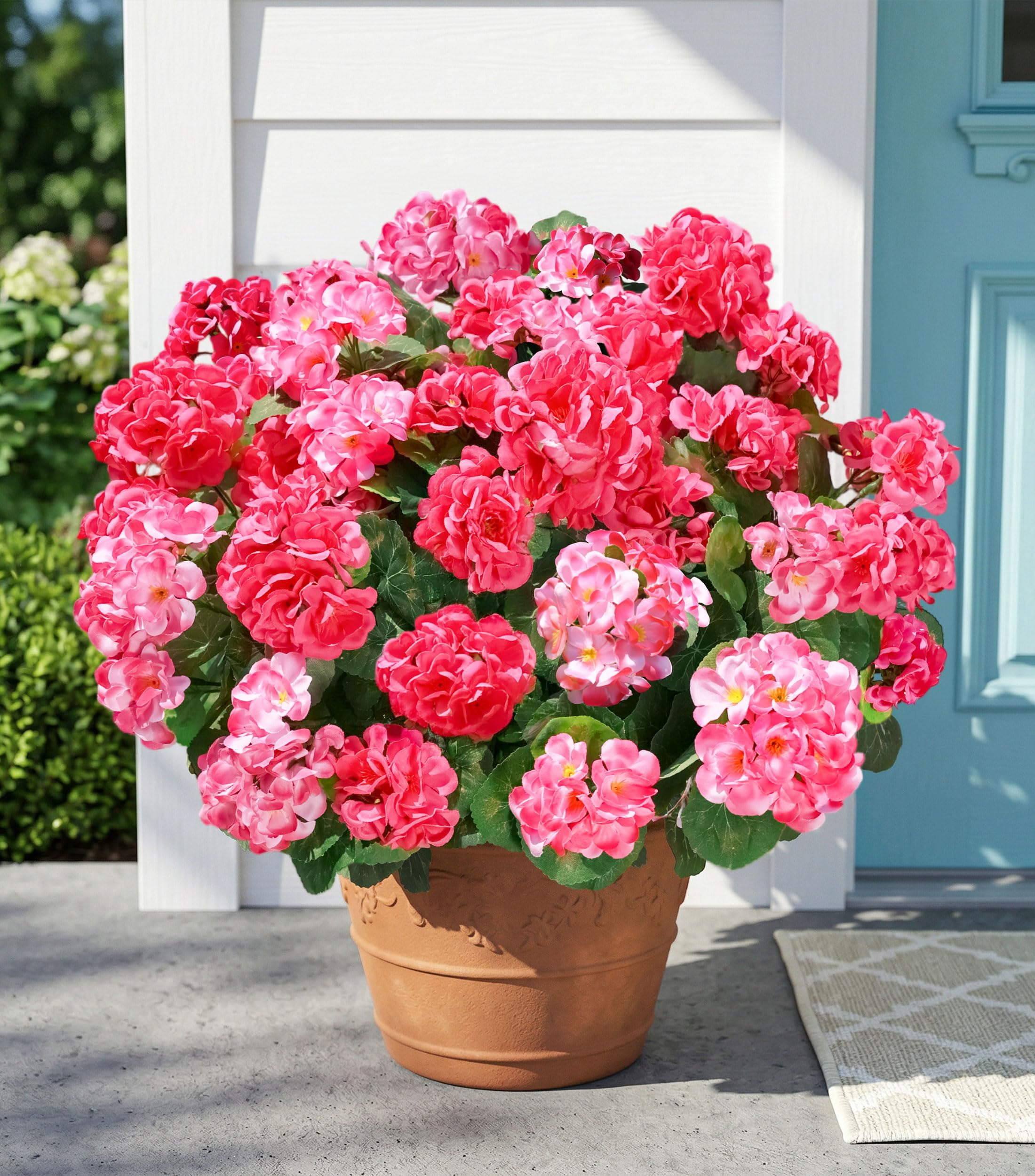 Artificial Geranium Flowers 3 Pink, 3 Hotpink Outdoor Indoor Decor ...