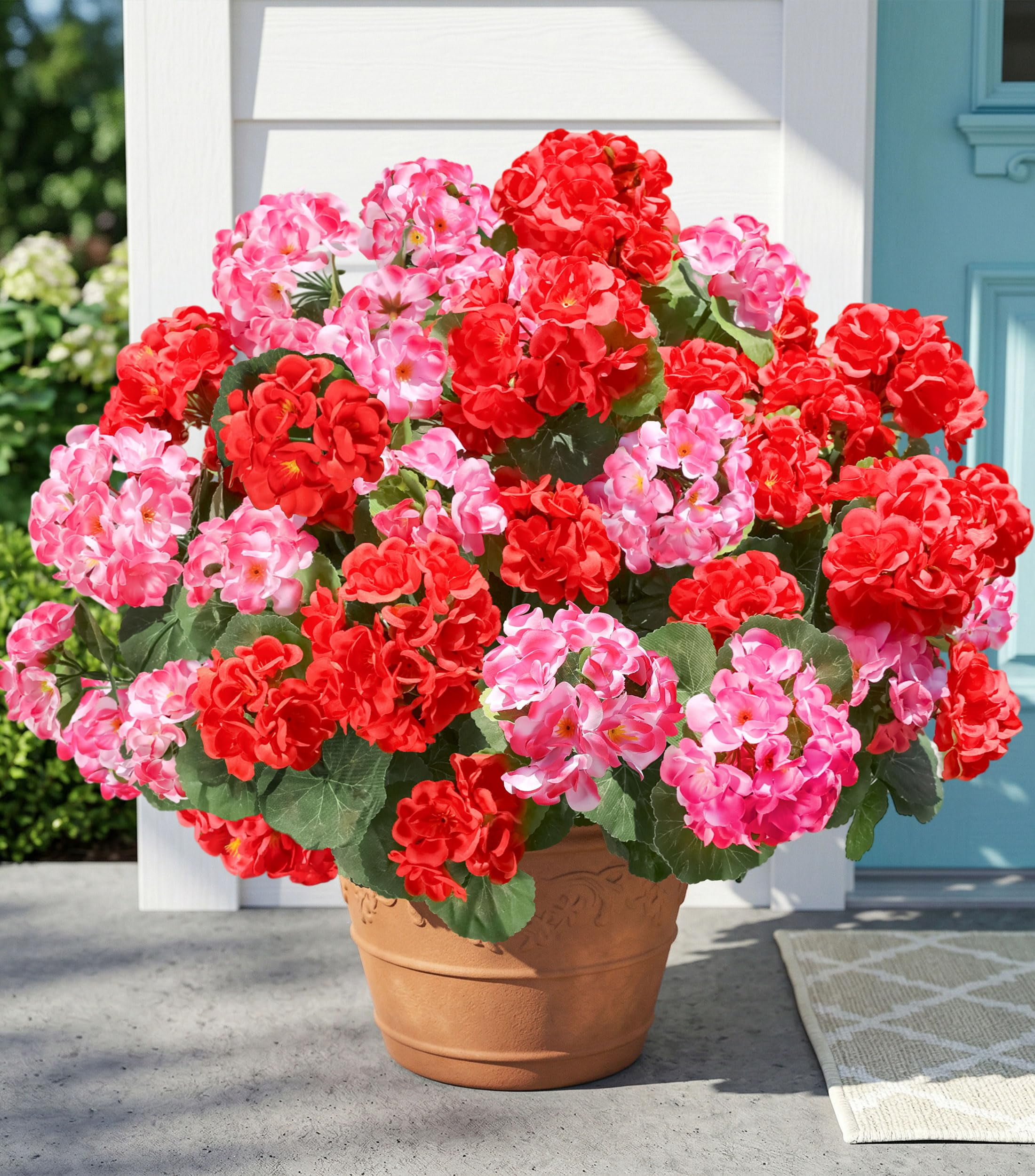 Artificial Geranium Flowers 3 Red, 3 Pink Outdoor Indoor Decor ...