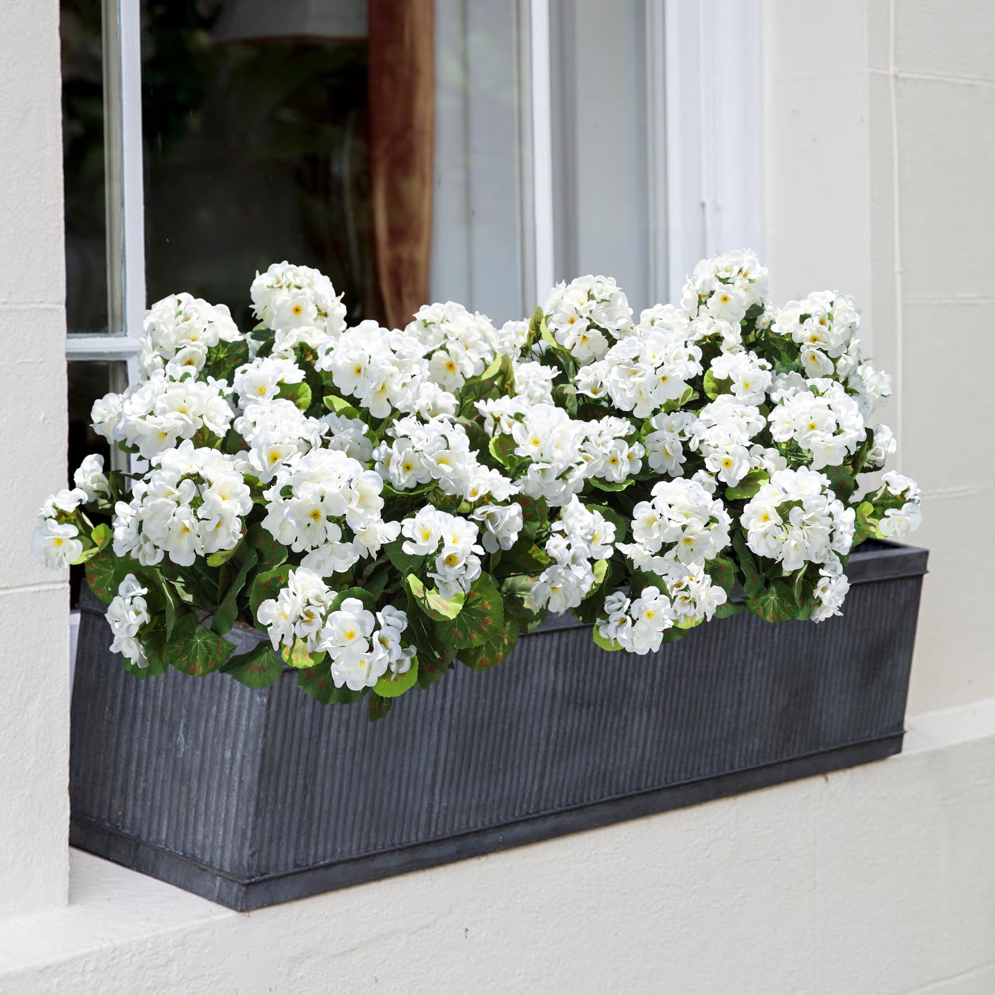 Artificial Geranium Flowers 6 White Silk Outdoor Indoor Decoration ...