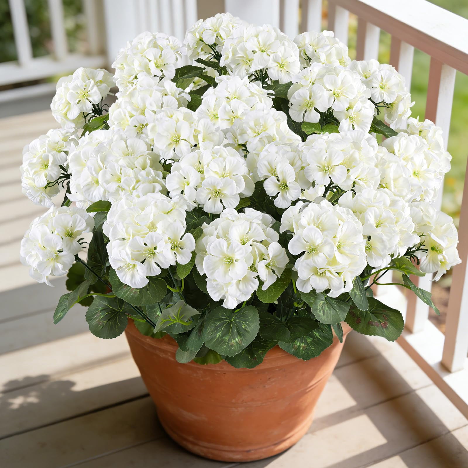 Artificial Geranium Flowers 6PCS White Outdoor Indoor Decor - Walmart.com
