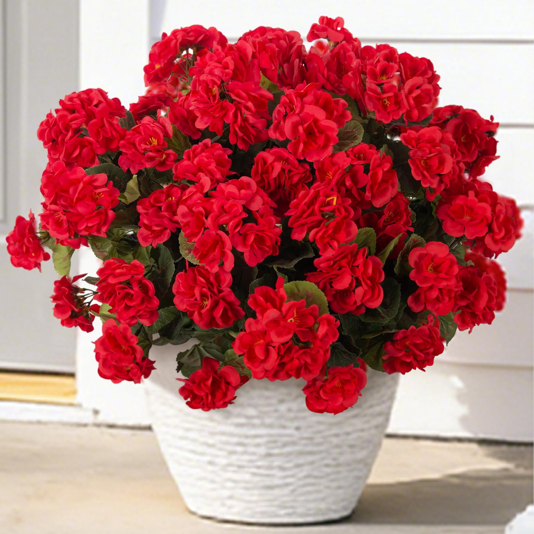 Artificial Geranium Flowers A-red Silk UV Resistant Outdoor Indoor ...