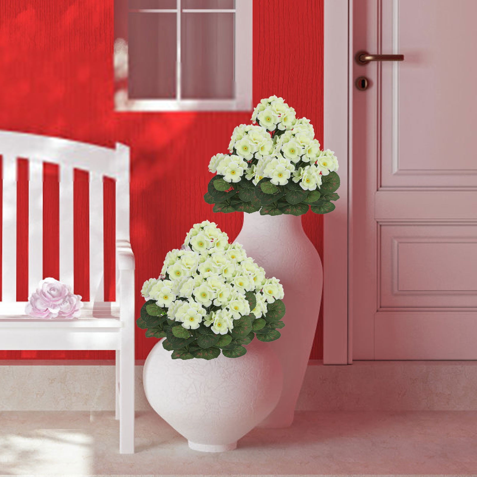 Artificial Geranium Flowers Fake Geraniums for Vase Planter Pot Floral ...