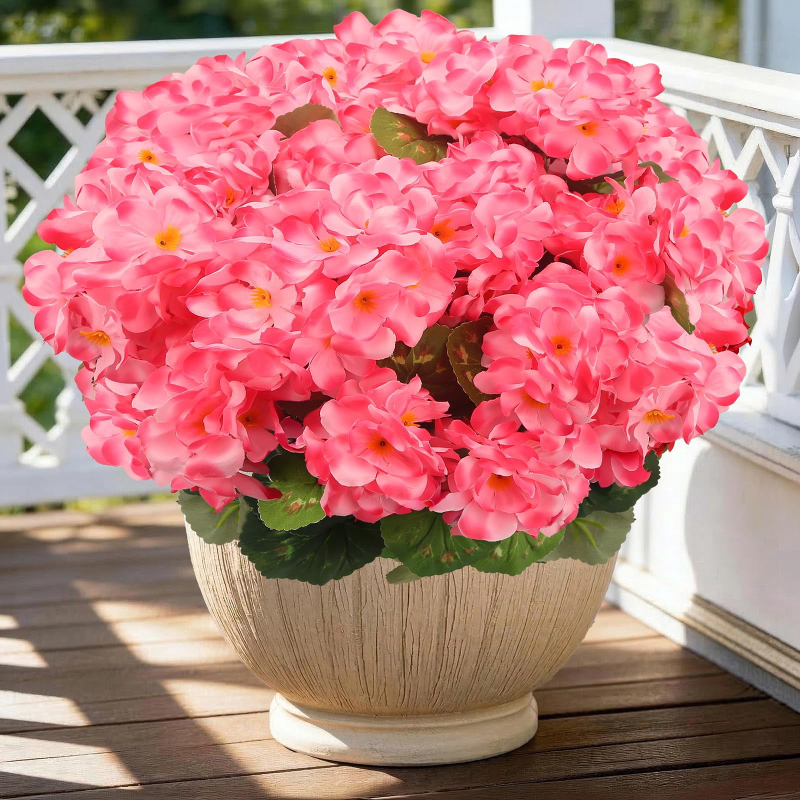 Artificial Geranium Flowers Pink 6 Count Outdoor Indoor Home Decor ...