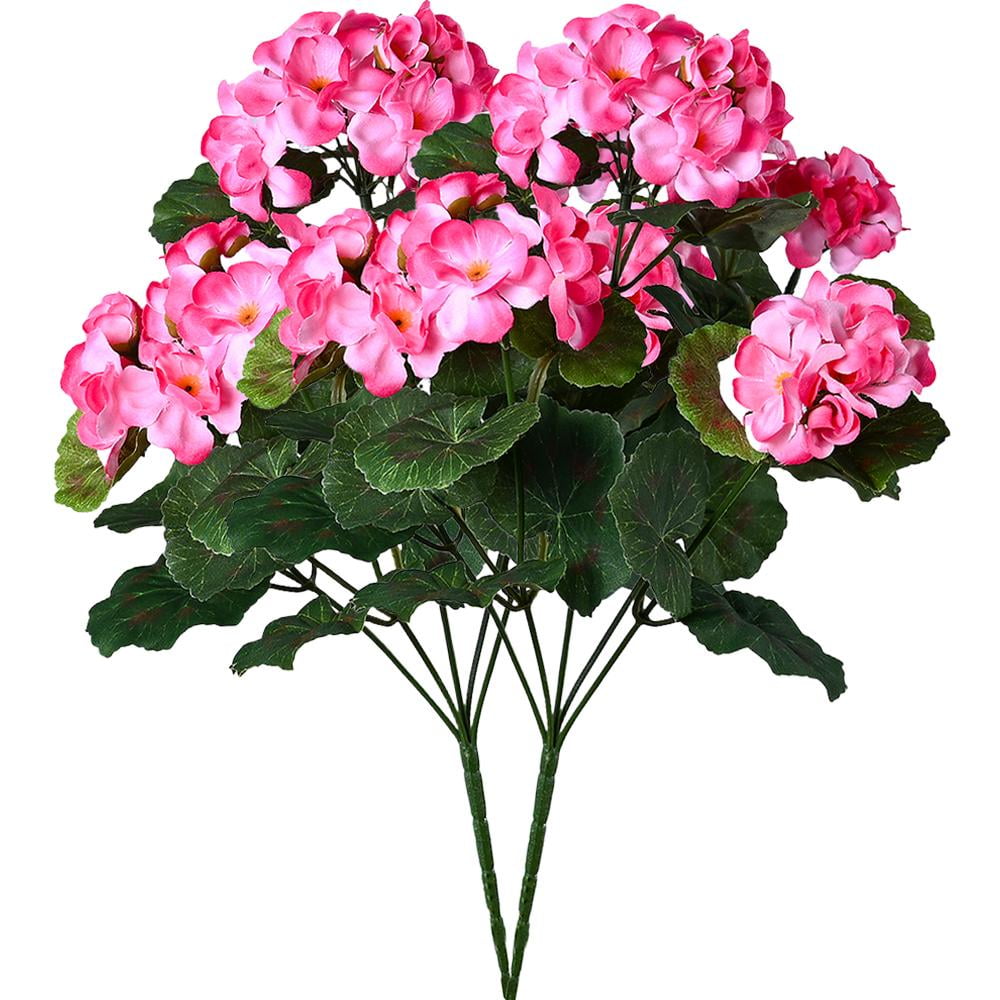 Artificial Geranium Flowers Plastic Fake Plants Home In/Outdoor Garden ...
