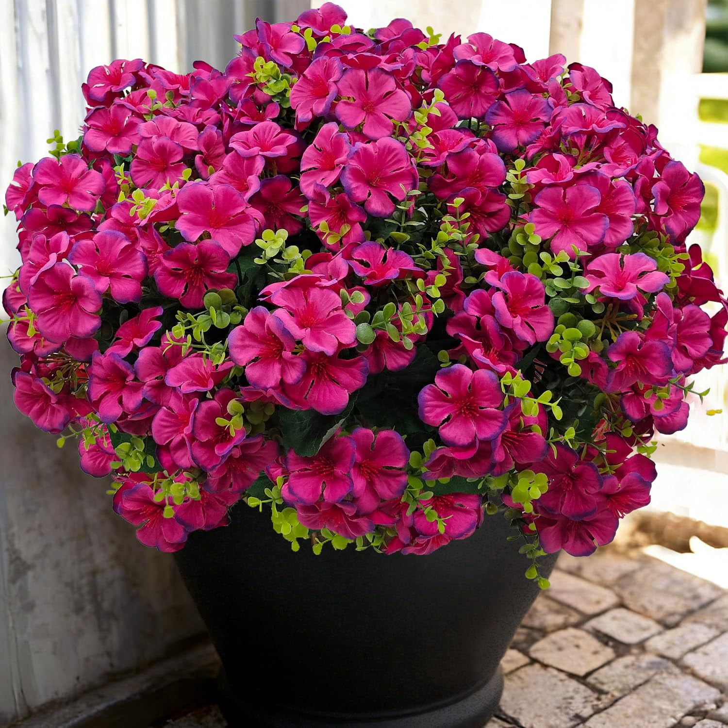 Artificial Geranium Flowers Purplish Red 6 Pack Outdoor Indoor ...