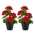 Artificial Geranium Flowers Red 2 Pack 13 Inch Indoor Outdoor Home ...