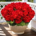 Artificial Geranium Flowers Red 4 Count Outdoor Indoor Home Decor ...