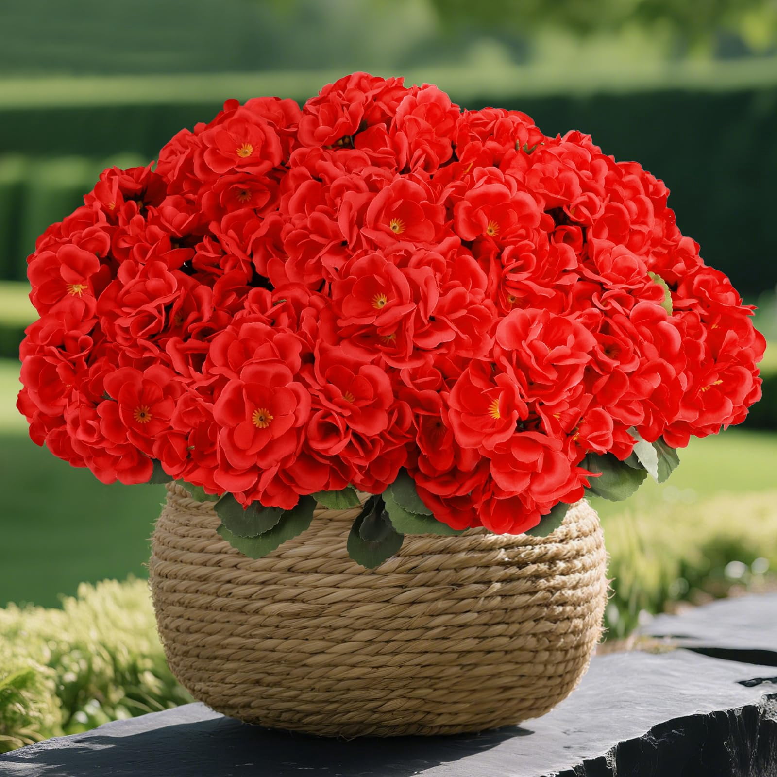 Artificial Geranium Flowers Red Geranium (16 Pcs) Outdoor Indoor Home ...