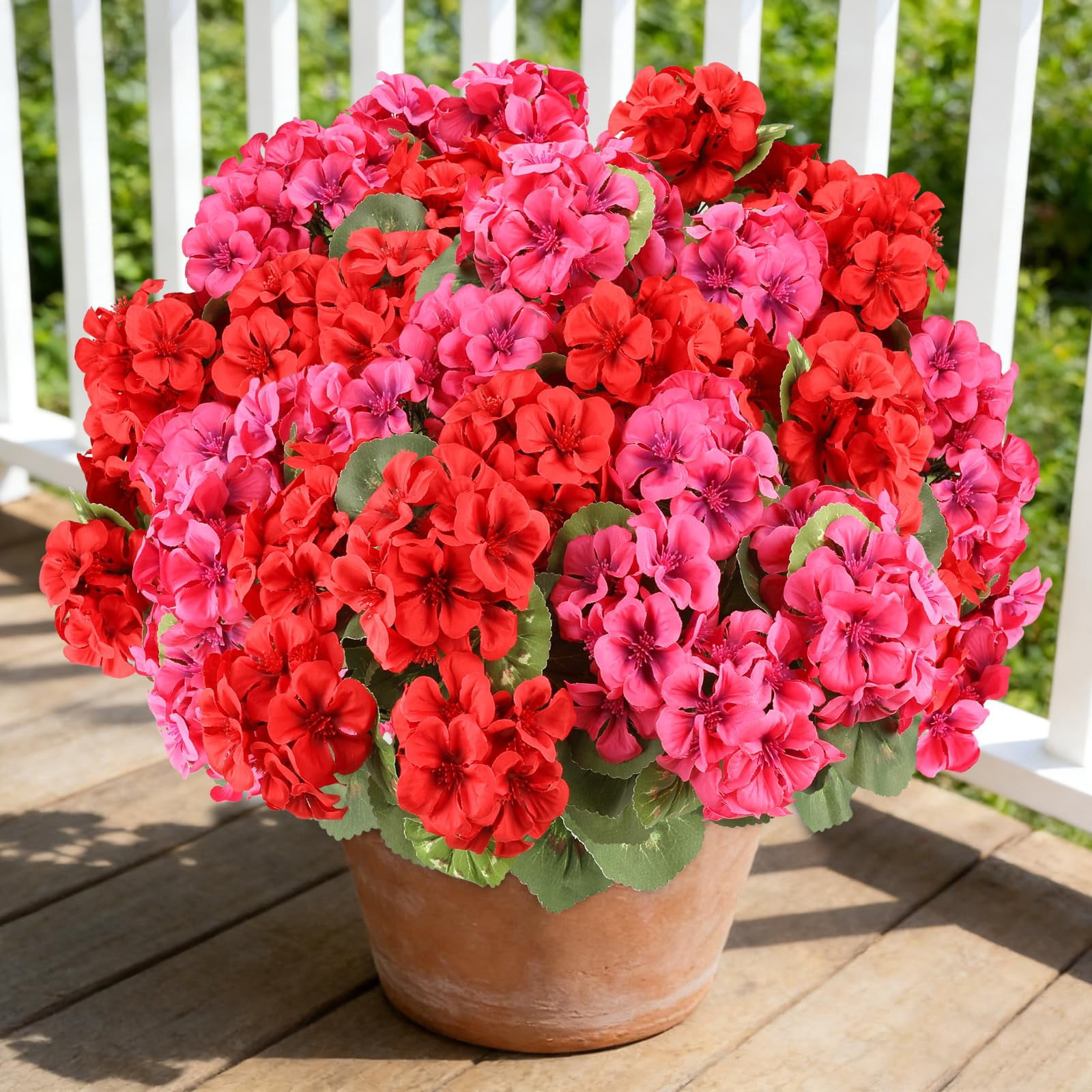 Artificial Geranium Flowers Red and Rose Red 6 Count Outdoor Indoor ...