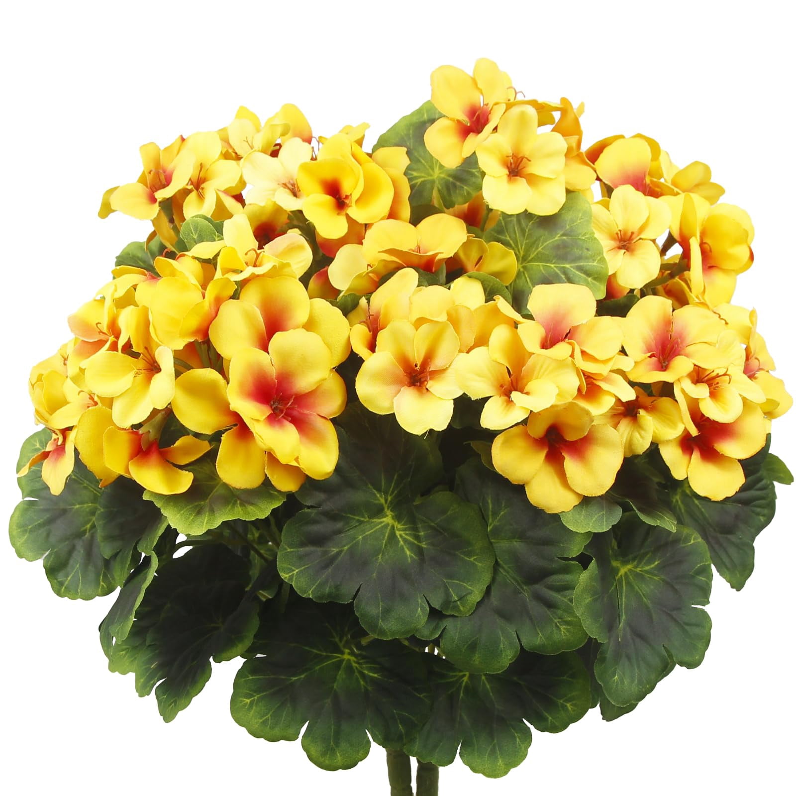 Artificial Geranium Flowers Yellow Bush 2 Pack Indoor Outdoor Decor ...
