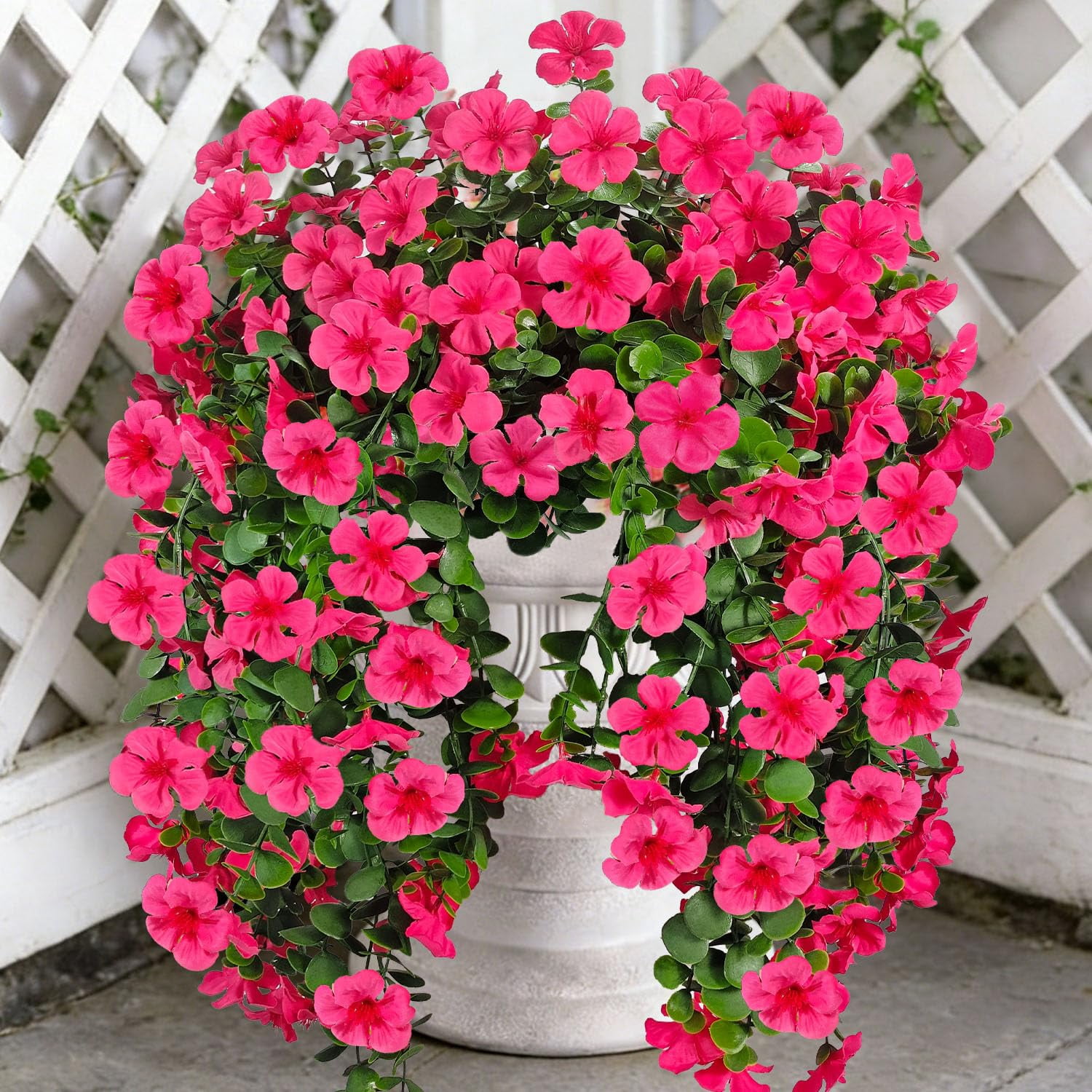 Artificial Geranium Hanging Flowers Rose Red Outdoor Indoor Decoration ...